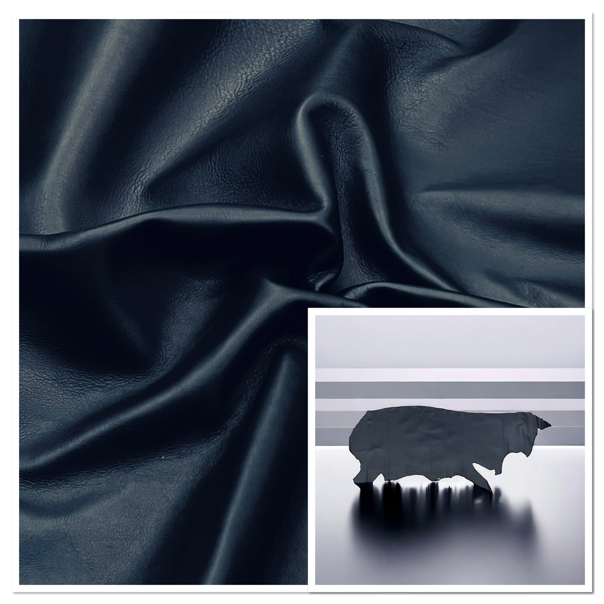 Krypton Excell Navy : Milled Leather Cow Side with Smooth Grain, 1.2-1 ...
